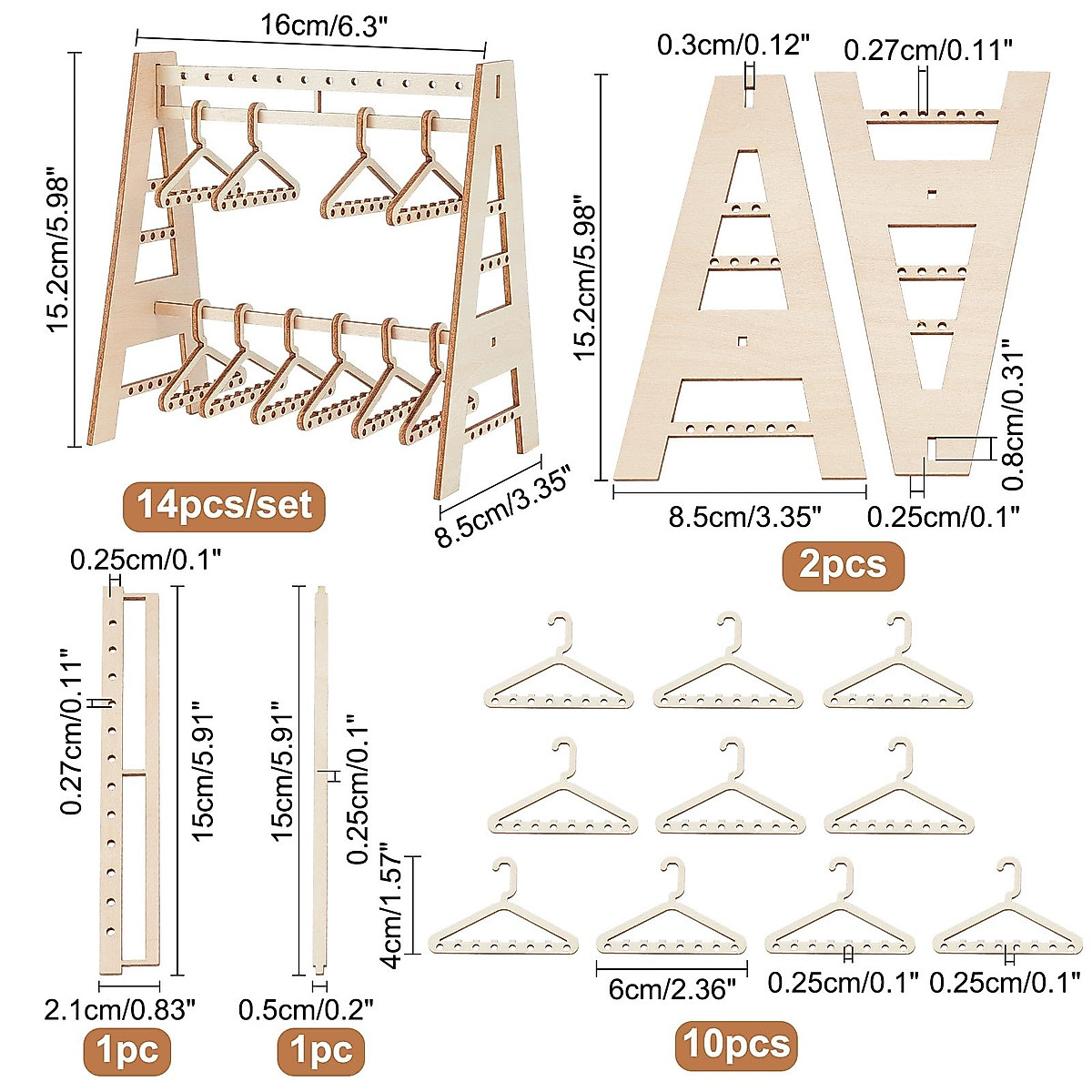 PH PandaHall 116 Holes Earring Holder, Earring Organizer Rack with Mini Hangers Wood Earring Display Stand for Selling Jewelry Earring Stand Ear Stud Holder for Women Retail Personal