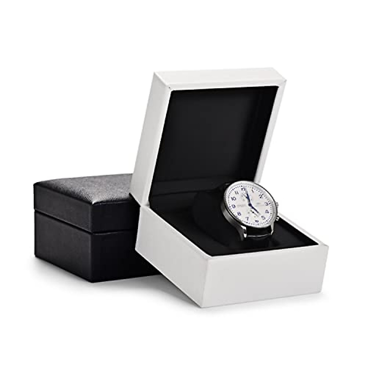 Woodten PU Leather Watch Gift Box Premium Single Wristwatch Storage Case with Removable Pillow(White)
