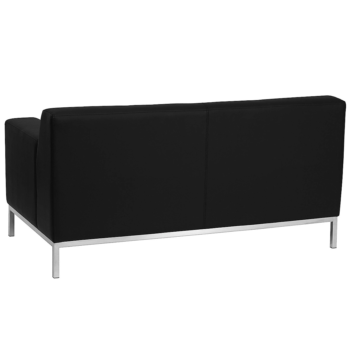 Flash Furniture HERCULES Definity Series Contemporary Black LeatherSoft Upholstered Loveseat with Stainless Steel Legs