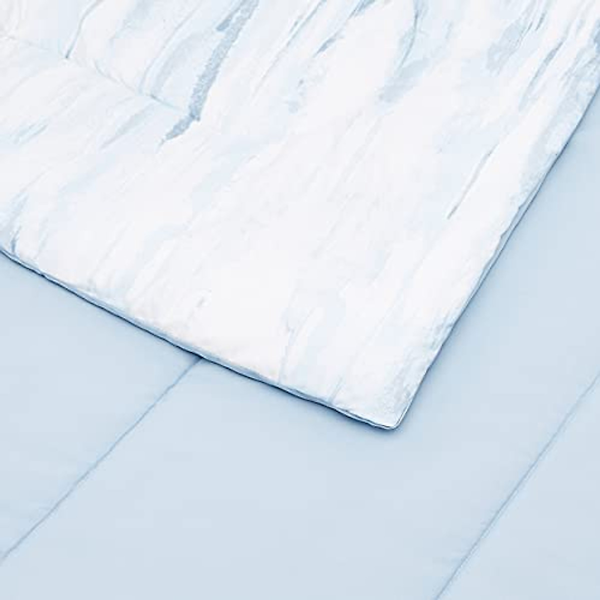 Amazon Basics Ultra-Soft Microfiber Bed-In-A-Bag 8 Piece Comforter Bedding Set, Queen, Blue Watercolor, Striped