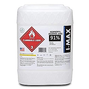 Isopropyl Alcohol 91% - 5 Gallons of High Purity IPA - Includes One Spigot- Made in USA - HDPE Pail