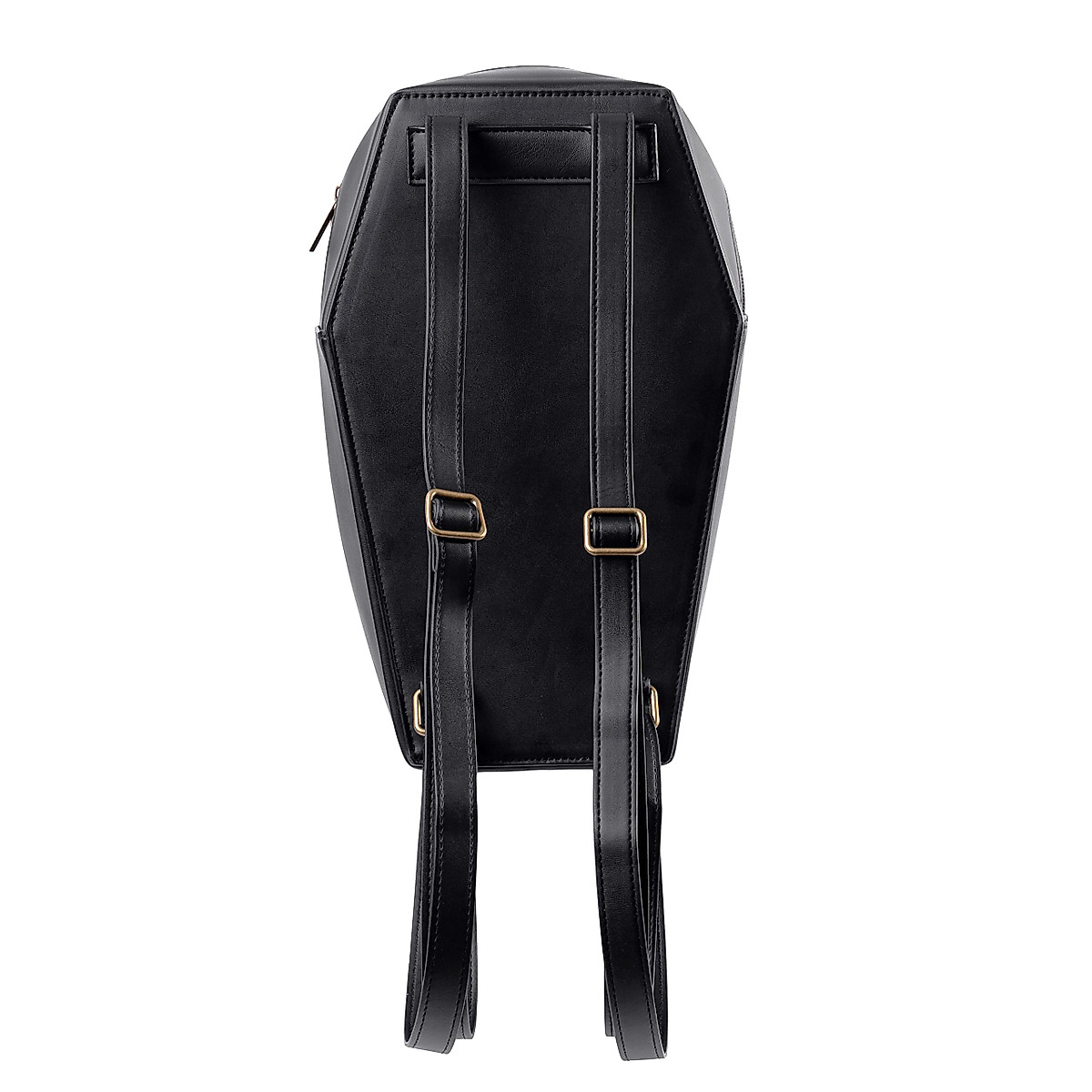 Moody Monday ‘I’m Dead Inside’ Studded Coffin Backpack - Embossed Premium Vegan Leather Black Book Bag - Adjustable Straps with Zip Closure - Goth & Gothic Accessories - Grunge Emo Punk Rock Clothing