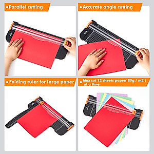 ISDIR A4 Paper Cutter 12 Inch Titanium Paper Trimmer Scrapbooking Tool with Automatic Security Safeguard for Craft Paper, Coupon, Label and Cardstock (Big_Black)