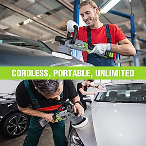 WORKPRO 20V Cordless Buffer Polisher Kit, Brushless Dual Action Polisher with 4.0Ah Battery, 7 Variable Speed Up to 5000RPM, Random Orbital Polisher Kit for Car Detailing, Waxing, Polishing