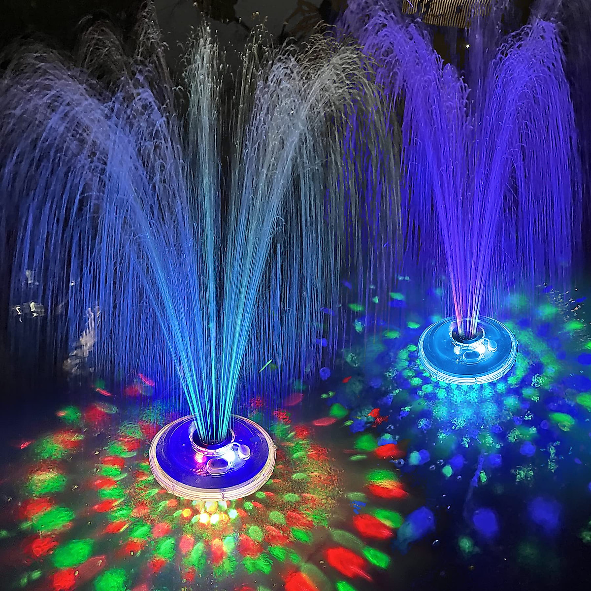 LanPool Floating Water Fountain with Underwater Lights, Rechargeable Battery Powered Pump Outdoor, 2 Modes Sprinkler Waterfall fountain for Inground Above Ground Pool, Pond-1PC