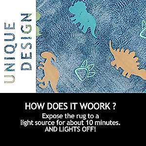 QH Seamless Dinosaur Pattern Glow in The Dark Area Rug Area Rug for Living Room Bedroom Playing Room Size 5'x6'