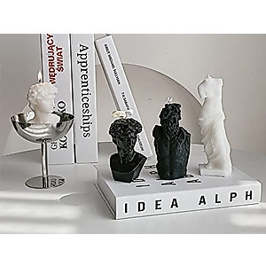 David Bust Statue Scented Candle,110G Aroma Soy Wax Greek Aesthetic Decorative Candle for Table Photo Prop Birthday Gift,Prefect for Meditation Stress Relief Mood Boosting Bath Yoga (White)