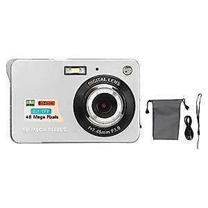 Digital Camera 4K, 4K Digital Camera 48MP 2.7in LCD Display 8X Zoom Anti Shake Vlogging Camera for Photography Continuous Shooting (Silver)