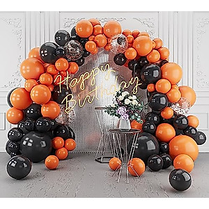 Orange and Black Balloons Arch Garland Kit-148Pcs Orange Black Metallic Confetti Balloon for Birthday Anniversary New Years Baby Shower Engagement Wedding Retirement Party Decoration