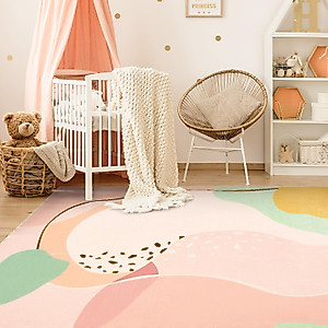 tchdio-Pink Rug-Soft Rugs for Living Room-Washable Rugs 8x10-No Slip Rugs for Bedroom Girl,Nursery,Dorm,Kids Room,Living Room,PlayRoom-Pink Carpet