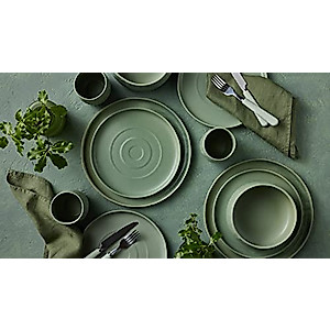 Stone by Mercer Project SHOSAI 16-Piece Stoneware Dinnerware Set, Plates and Bowls Set, Modern Dishware set fo 4, Sage