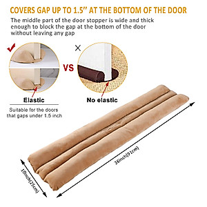 GNEGNI Improved Gap Height Adjustable Under Door Draft Stopper, 36 Inch Double Draft Blocker for Bottom of doors Noise Reduction Windproof