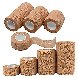 HerMia Cohesive Medical Tape, Self Adhesive Bandages, Breathable Waterproof Elastic Athletic Non-Woven Bandage, 8 Rolls Sports Wrap Tape for Wrist and Ankle