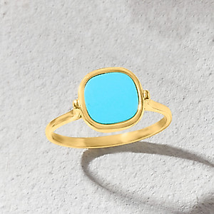 Ross-Simons Italian Turquoise Ring in 14kt Yellow Gold. Size 10