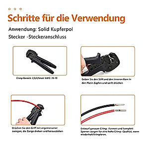 Solar PV Cable Crimping Tool for Solar Connectors, AWG14/12/10/8, 2.5/4/6/10mm2, Solar Crimper (black)