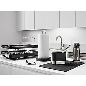 KOHLER Paper Towel Holder with Weighted Base, Tension Loop, Quick One Handed Tear, (Fits Standard and Oversized Rolls), Charcoal