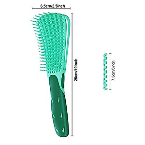 Detangling Hair Brush for Kinky Afro Textured 3a to 4c Hair, Curly Hair, Wet or Dry Detangler Brush for Think Hair + Detangling Comb & Edge Control Brush (Green)