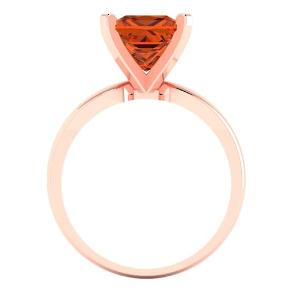 Clara Pucci 2.5 ct Princess Cut Solitaire Red Simulated Diamond Engagement Bridal Promise Anniversary Ring in 18K Rose Gold Size 3.5
