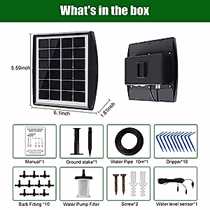 Drip Irrigation Kit - Solar Automatic Plant Self Watering Devices, JIYANG Solar Powered Auto Easy DIY Watering System Supported 15Pots, 6Timing Modes for Plants on The Balcony, in The Plant Bed, and Green House