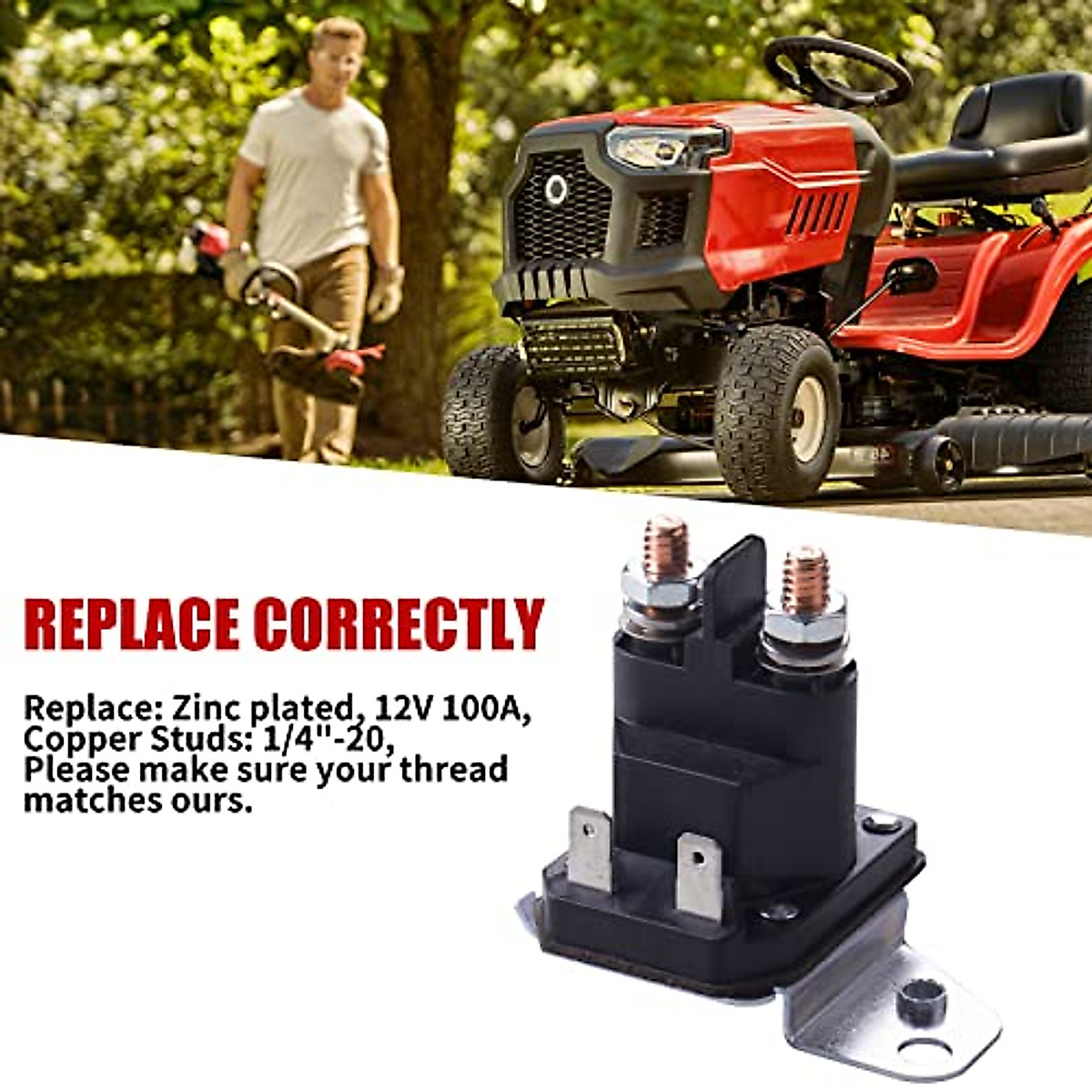 Gashwer 12V Starter Solenoid Relay Riding Lawn Mower Compatible with Cub Cadet XT1 XT2 Enduro RZT LT1 ZT1 ZT2 MTD Troy-Bilt Craftsman Yard Man Machines Zero Turn 725-06153A 725-06153