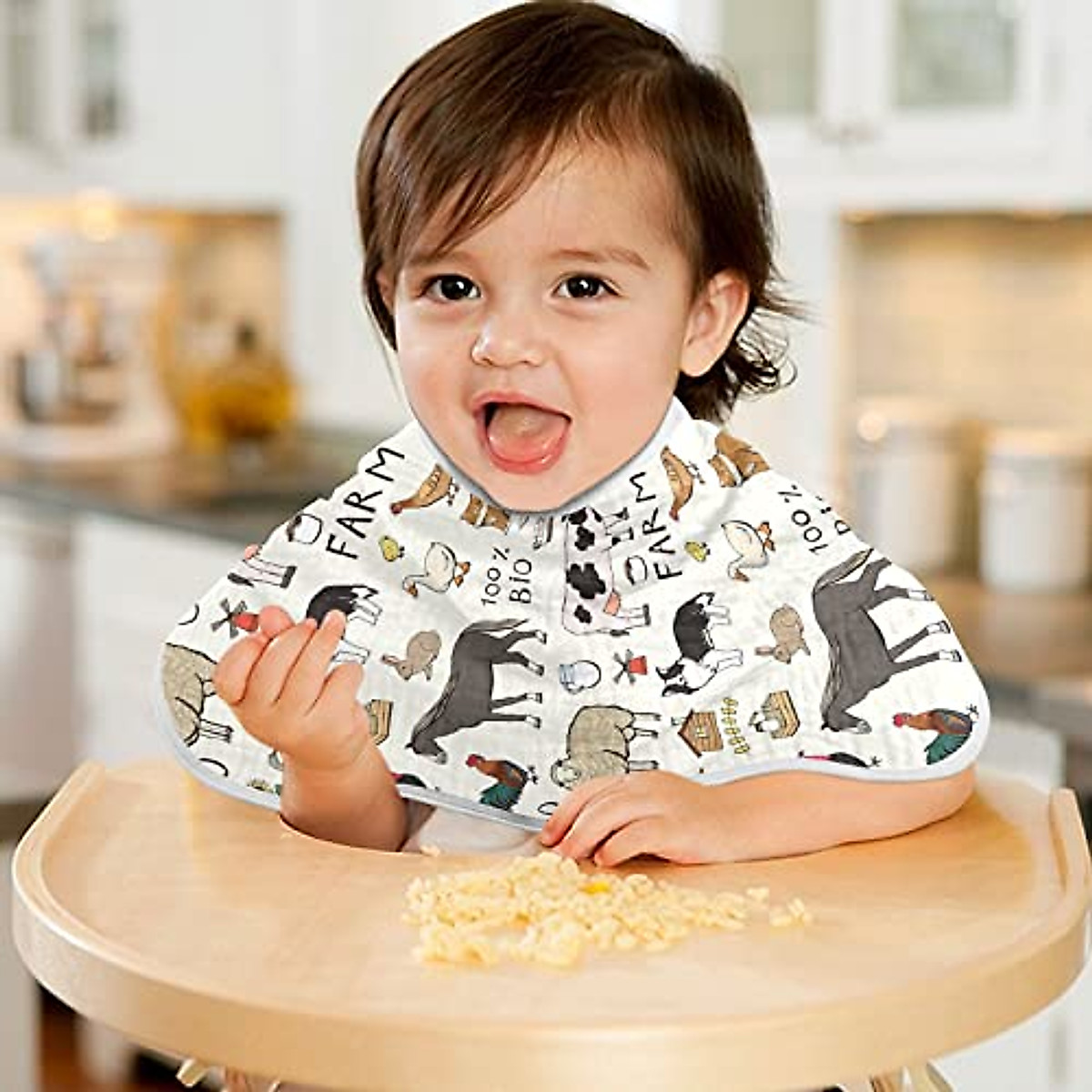 Kigai Farm Animals Muslin Baby Burp Cloths - Super Absorbent and Soft Burping Rags - Cotton Burp Clothes Set for Boys and Girls, 1 Pack