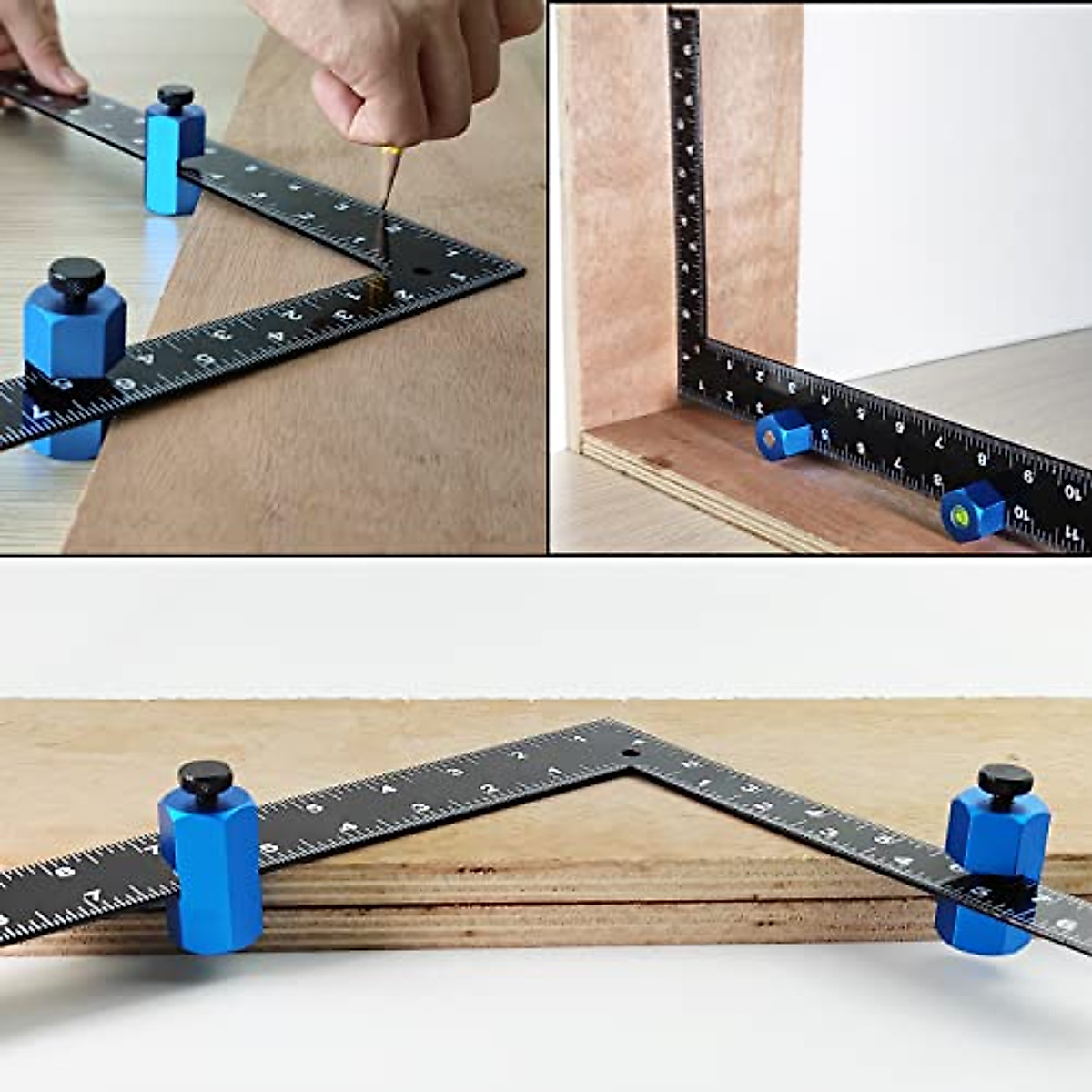 Upgraded 2 Pack Stair Gauges for Framing Square,Stair Stringer Layout Tool with Metal Carabiner and Mount,Anti-Lost Rack Easy to Storage