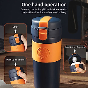 ZMHQLPDZ Coffee Mug, Stainless Steel Vacuum-Insulated Travel Mug, Double Wall Leak-Proof Thermos Vacuum Tumbler - 12oz 370ml Coffee Cup (Blue)