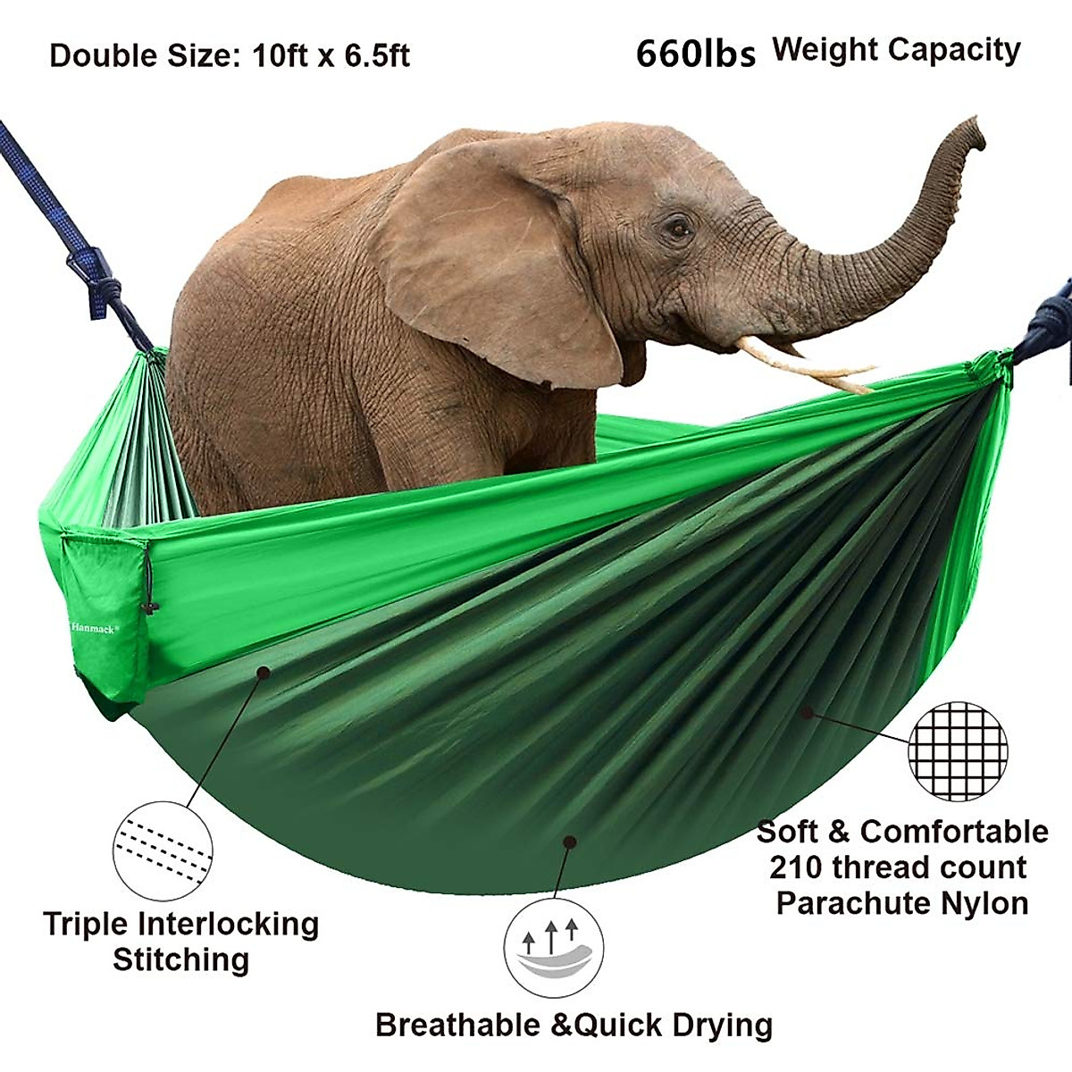 Double Hammock, Camping Hammock with 2 Tree Straps(16+2 Loops), Two Person Hammocks with 210T Nylon Parachute Portable Lightweight Hammock for Backpacking, Outdoor, Beach, Travel, Hiking, Camping Gear