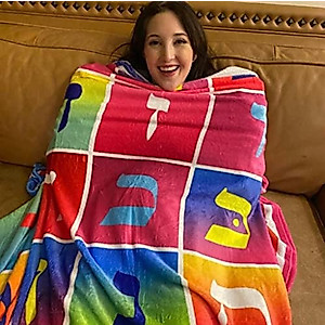 KosherCrazy Throw Blanket, Novelty Jewish Blanket Funny, Comfortable, Soft and Cozy for Adult or Children (Alef Bet (Hebrew Alphabet))