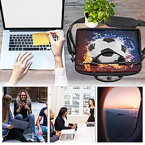 Soccer Fire Laptop Computer Bag Waterproof Shoulder Messenger Bag 13-15 inch Durable Laptop Tote Bag with Shoulder Strap Handle Lightweight Crossbody Briefcase
