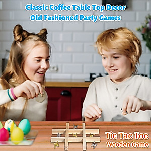 TriMagic 3-in-1 Family Games for Kids and Adults - Jacks Game with Ball, Pick Up Sticks, Wooden Tic Tac Toe Game- Classic Coffee Table Top Decor, Old Fashioned Toy Gift for Birthday Christmas Party