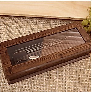 Living Chef Kitchen Chopsticks Spoon Organization Storage Box with Open Window Tree Wave Pattern Design