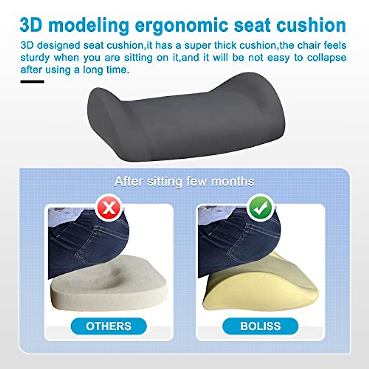 BOLISS Big and Tall Ergonomic Office Mesh Computer Executive Desk Chair with Wide Thick Seat,Lumbar Support and Tilt 400lbs-Black