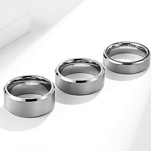 MZZJ Weirdo #1 & Weirdo #2 Couple Matching Ring 10MM & 8MM 2 Tone Set Brushed Tungsten Carbide Bevel Edge Promise Rings for Engagement Wedding,Birthday Gift for Wife Husband