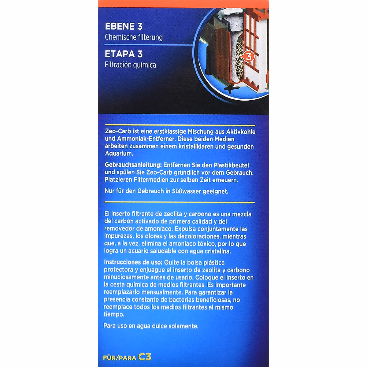 Fluval C3 Zeo-Carb, Replacement Aquarium Filter Media, 3 Count (Pack of 1), 14018, white