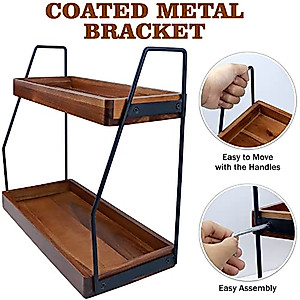 Demigo Acacia Bathroom Organizer Countertop, 2-Tier Wood Counter Standing Rack, Countertop Storage Shelf for Organizing Bathroom Kitchen Office Desk Vanity Cosmetic Balcony