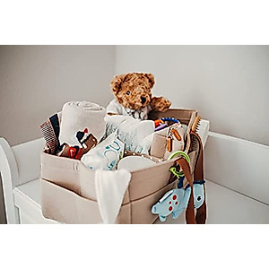 Keller's Corner Baby Diaper Caddy Organizer Beige Large & Small Pouch/Portable Holder Bag for Changing Table & Car/Nursery Storage Bin/Newborn Essentials Must Have