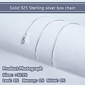 NAG.HC 925 Sterling Silver 0.8MM Box Chain Necklace for women - Available in 18K Gold or Silver or White Gold- Dainty&Thin&Strong &Add charm(16",silver)