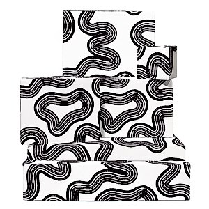 CENTRAL 23 Black And White Wrapping Paper - 6 Sheets Gift Wrap - Abstract Paint Brush - Minimal - Birthday Gift Wrap For Men Women - Comes With Fun Stickers