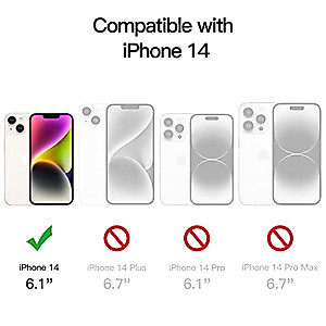 JETech Magnetic Case for iPhone 14 6.1-Inch Compatible with MagSafe Wireless Charging, Shockproof Phone Bumper Cover, Anti-Scratch Clear Back (Clear)