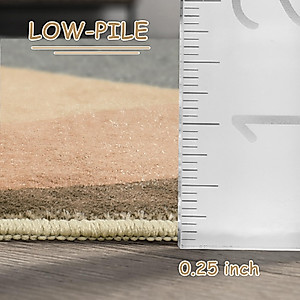 Sungea 4ft Abstract Round Rug,Soft Washable Non-Slip Sun and Mountain Circle Kids Room Rugs,Chic Faux Wool Low-Pile Circular Throw Rugs for Entryway/Bedroom/Nursery/Living Room/Bathroom(Grey)