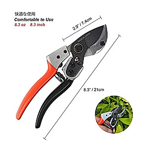 TONMA Anvil Pruning Shears [Made in Japan] Professional 8 Inch Heavy Duty Garden Scissors Secateurs with Ergonomic Handle, Hand Pruners Gardening Hand Tool Branch Clippers for Plants