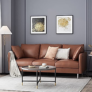 Christopher Knight Home Brockbank Sofas, Cognac Brown + Silver