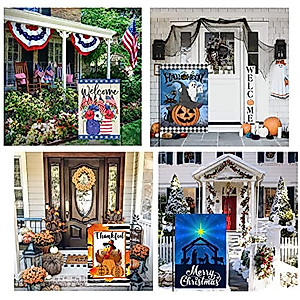 Yileqi Seasonal Garden Flag Set of 12 Double Sided Welcome Spring Easter Garden Flags, Small Yard Flag for Outside Décor 12x18 Inch, with Free Anti-Wind Clip and Stopper