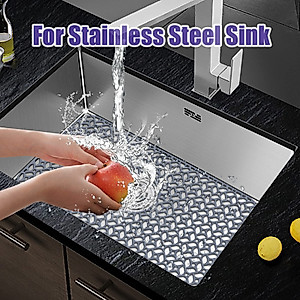 JUSTOGO Silicone Sink Mat, Kitchen Sink Protectors for Kitchen Sink Grid Accessory with Center Drain 24.8"x 13",1 PCS Non-slip Folding Sink Mats for Bottom of Farmhouse Stainless Steel Porcelain Sink