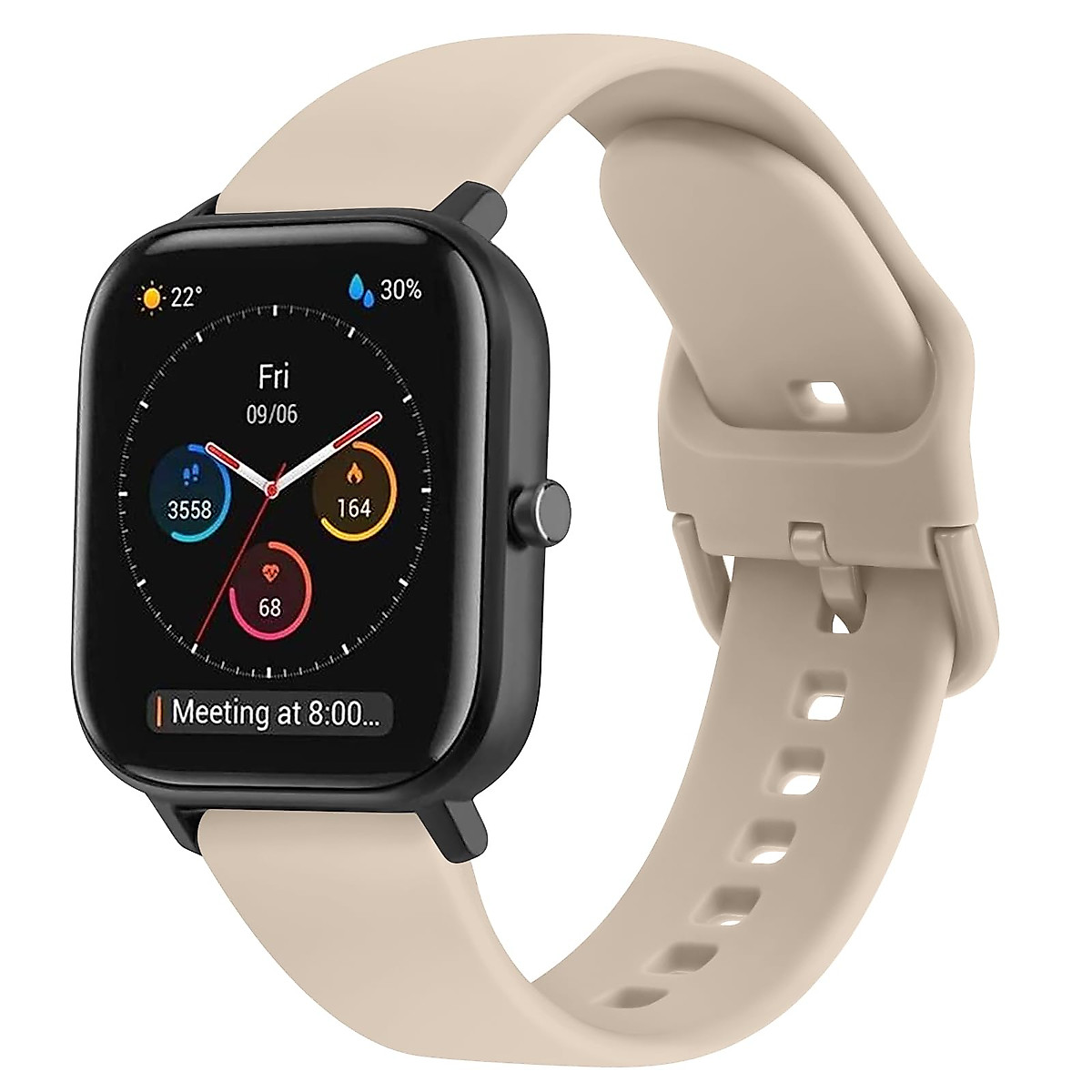 Meliya Bands for Amazfit GTS/GTS 2/GTS 3/GTS 2e/GTS 2 mini/GTS 4 mini/GTS 4/GTR mini, 20mm Silicone Watch Band Replacement Straps for Amazfit Bip U Pro/Bip/Bip Lite/Bip S/Bip S lite/Bip U/Bip 3/Bip 3 Pro (Milk Tea)