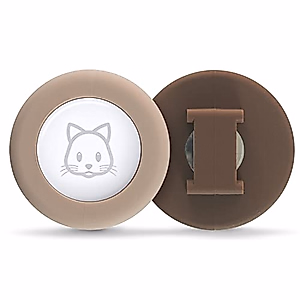 Sweet Baby Co. Airtag Cat Collar or Extra Small Dog Collar Holder 2 Pack, Fits Half Inch Collars for Small Pet, Compatible with Apple Air Tag, Waterproof GPS Tracker Case Kitten Cats Dogs (Tan/Brown)