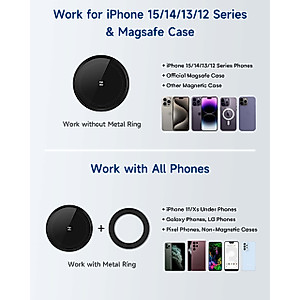 Magnetic Wireless Car Charger Mount, Mag-Safe Compatible Car Mount Wireless Charger, Dashboard & Air Vent Car Phone Mount Compatible for iPhone 15 14 13 12 Pro Max Mini etc