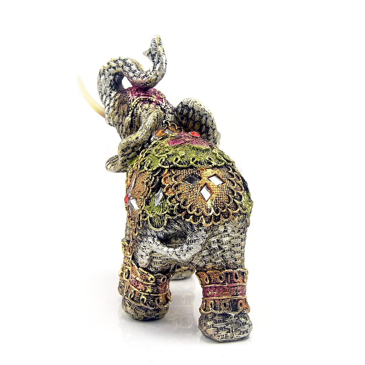 Elephant Statue, Lucky Elephant Statue Sculpture Wealth Figurine Gift Home Decoration (Rattan, Left)