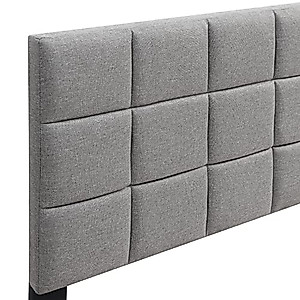 Ovis King Cream Adjustable Height Upholstered Panel Headboard with Plush Tufting